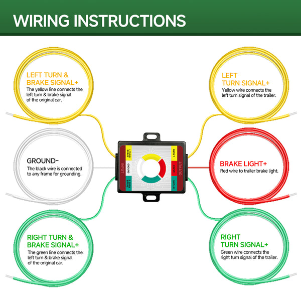 2-to-3-wire Splice-in Trailer Tail Light Converter for RV Flat Towing ...