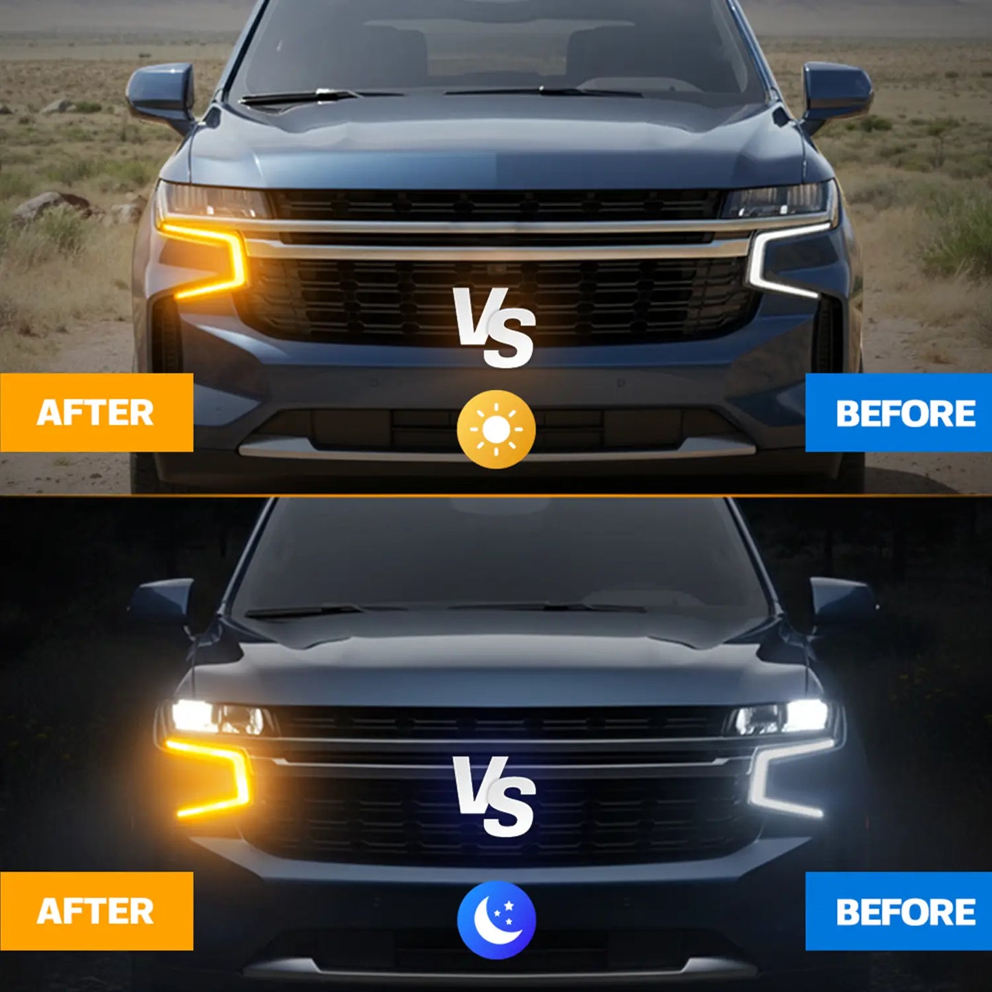 Full Time Amber DRL Override Mod for 2021-2024 Chevy Tahoe, Suburban ...