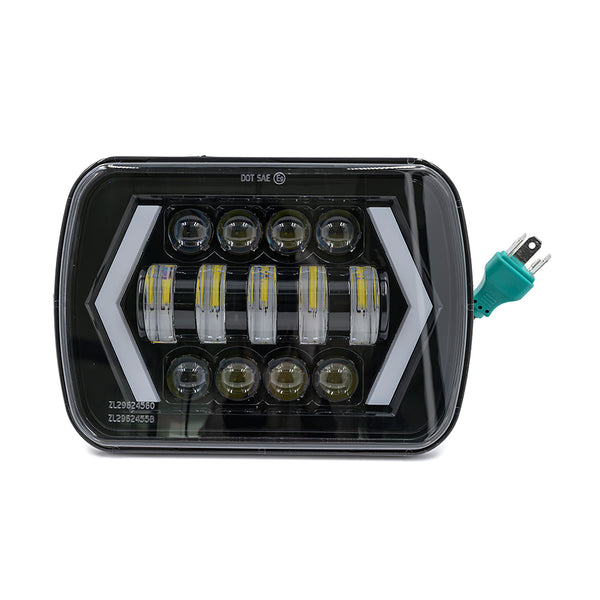 7X6 Switchback LED Square Headlight with DRL Turn Signal Light – NS ...