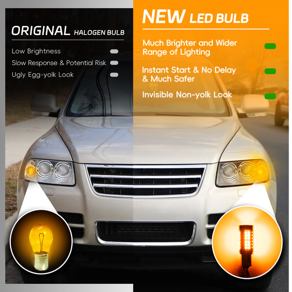 2PCS PY21W BAU15S Chrome Silver Invisible LED Amber Turn Signal Brake ...